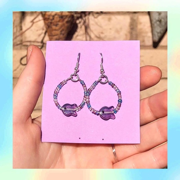 Jewelry | Beaded Fish Hoop Earrings | Poshmark